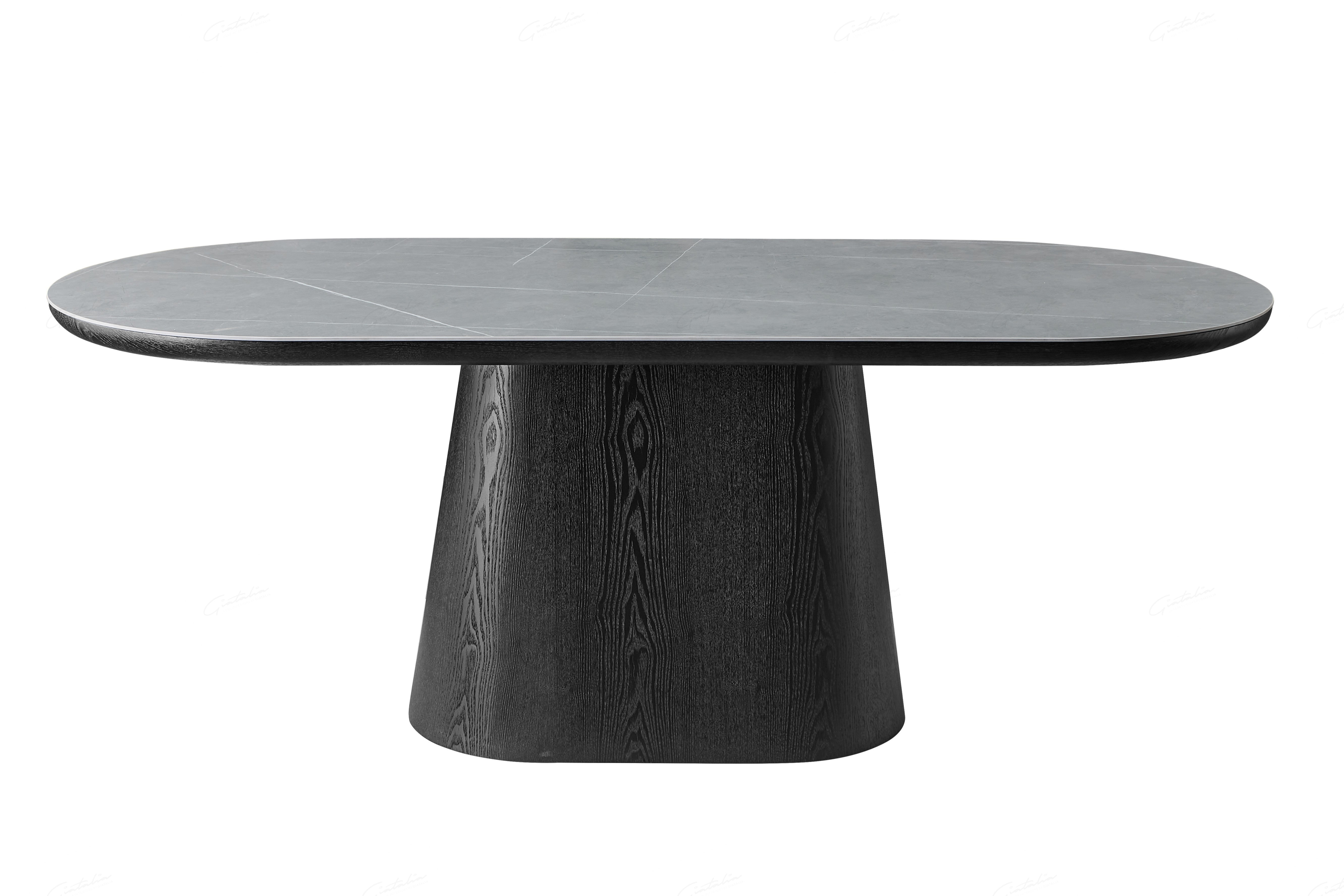 Giatalia Bianca 200cm Black & Grey Sintered Stone Oval Dining Table ...
