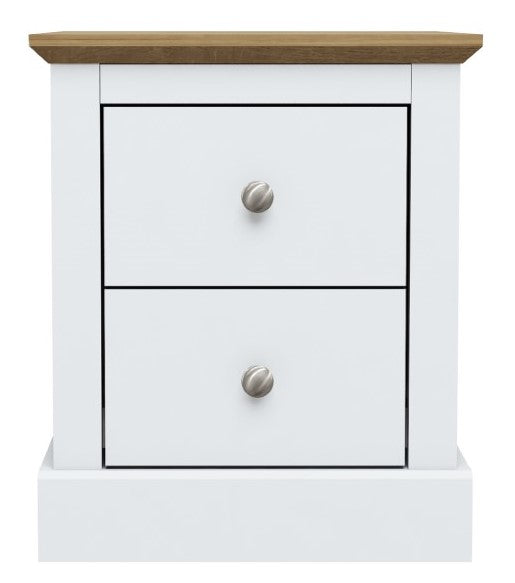 LPD Devon White 2 Drawer Bedside Cabinet – Paramount Furniture