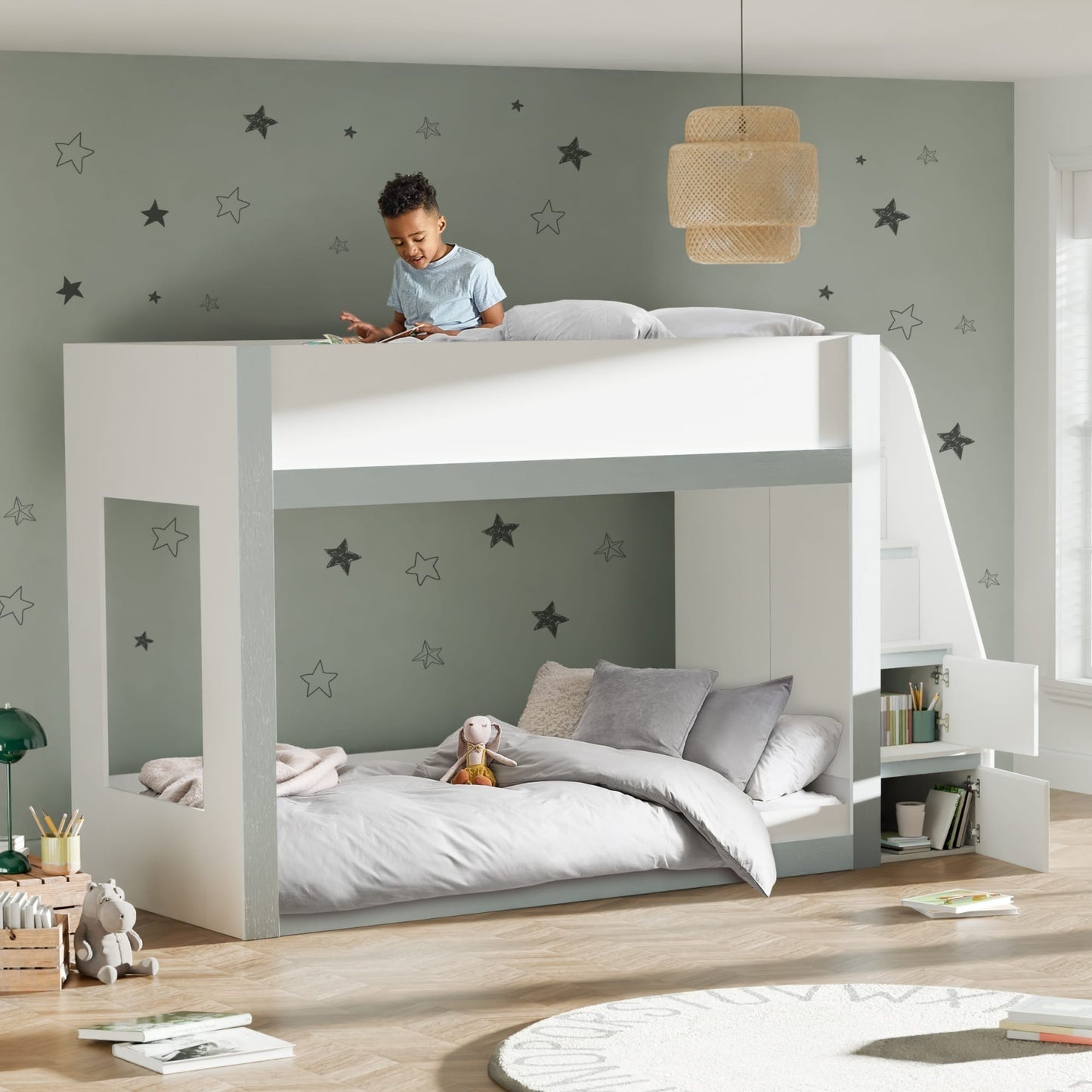 Buy Gaia 90cm Single Bunk Bed - White and Silver – Paramount Furniture