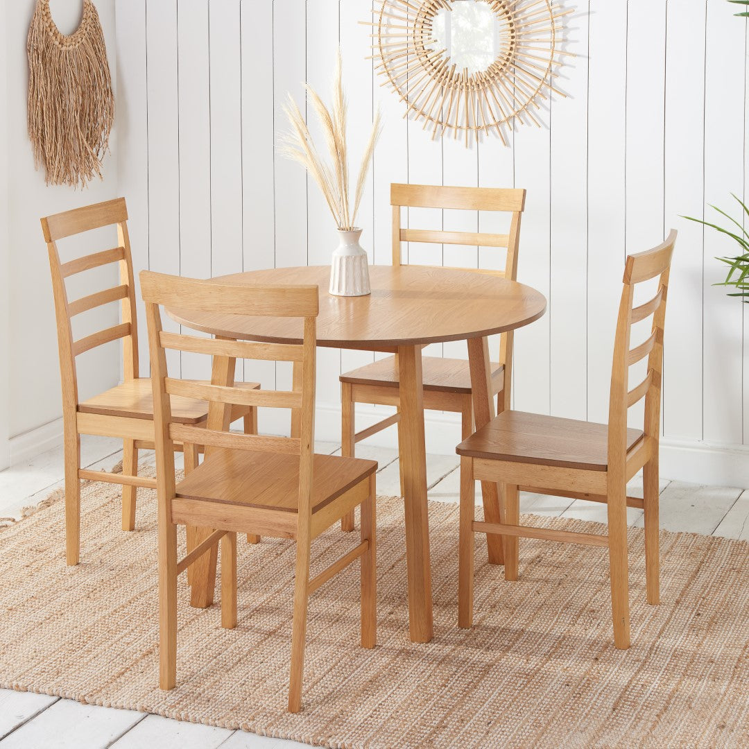 Birlea Pickworth Brown Round Dining Set with 4 Upton Chairs – Paramount ...